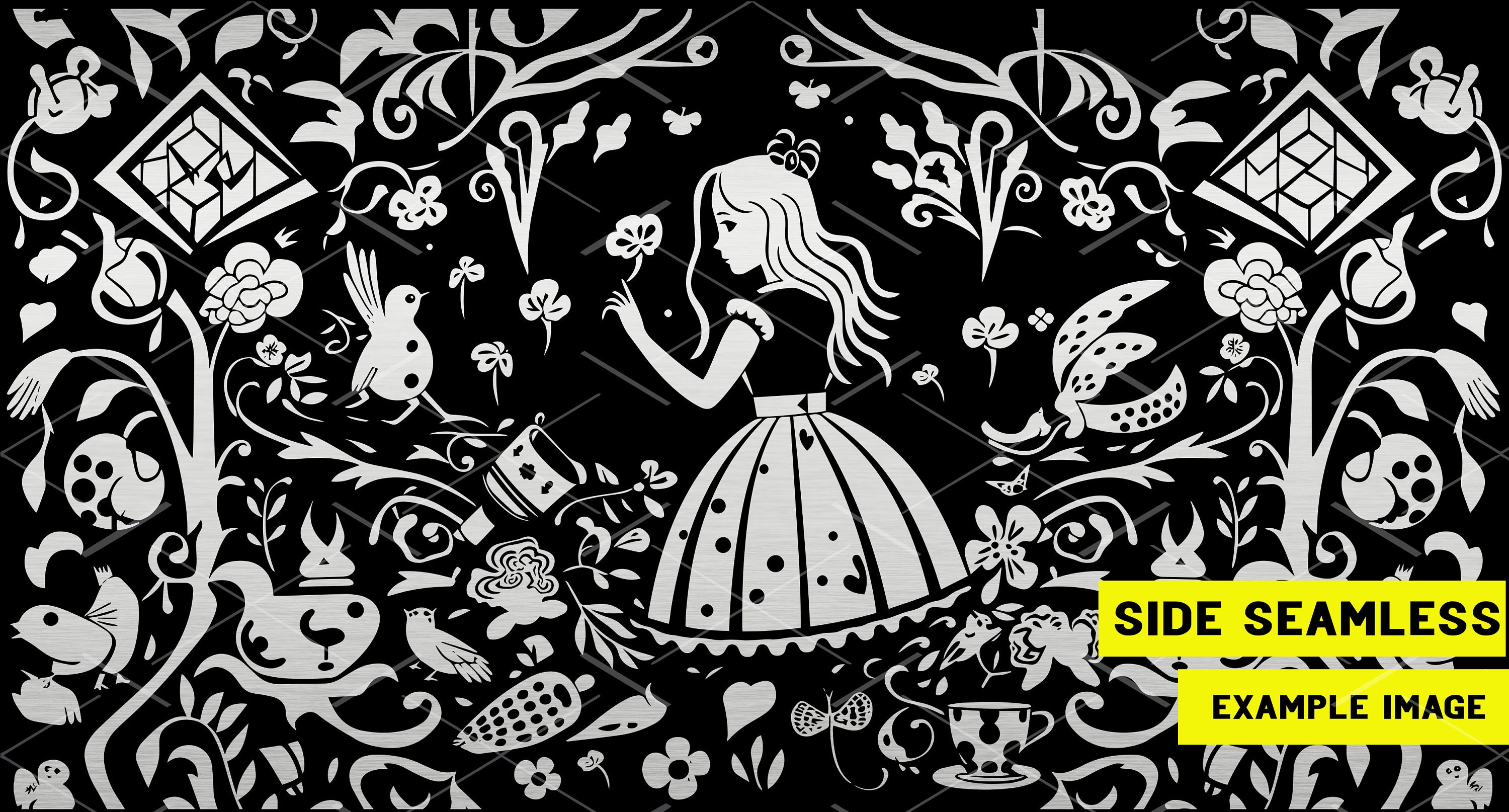 Alice in Wonderland Laser Tumbler Wrap SVG, Full Wrap Svg, 30 20 Oz ...