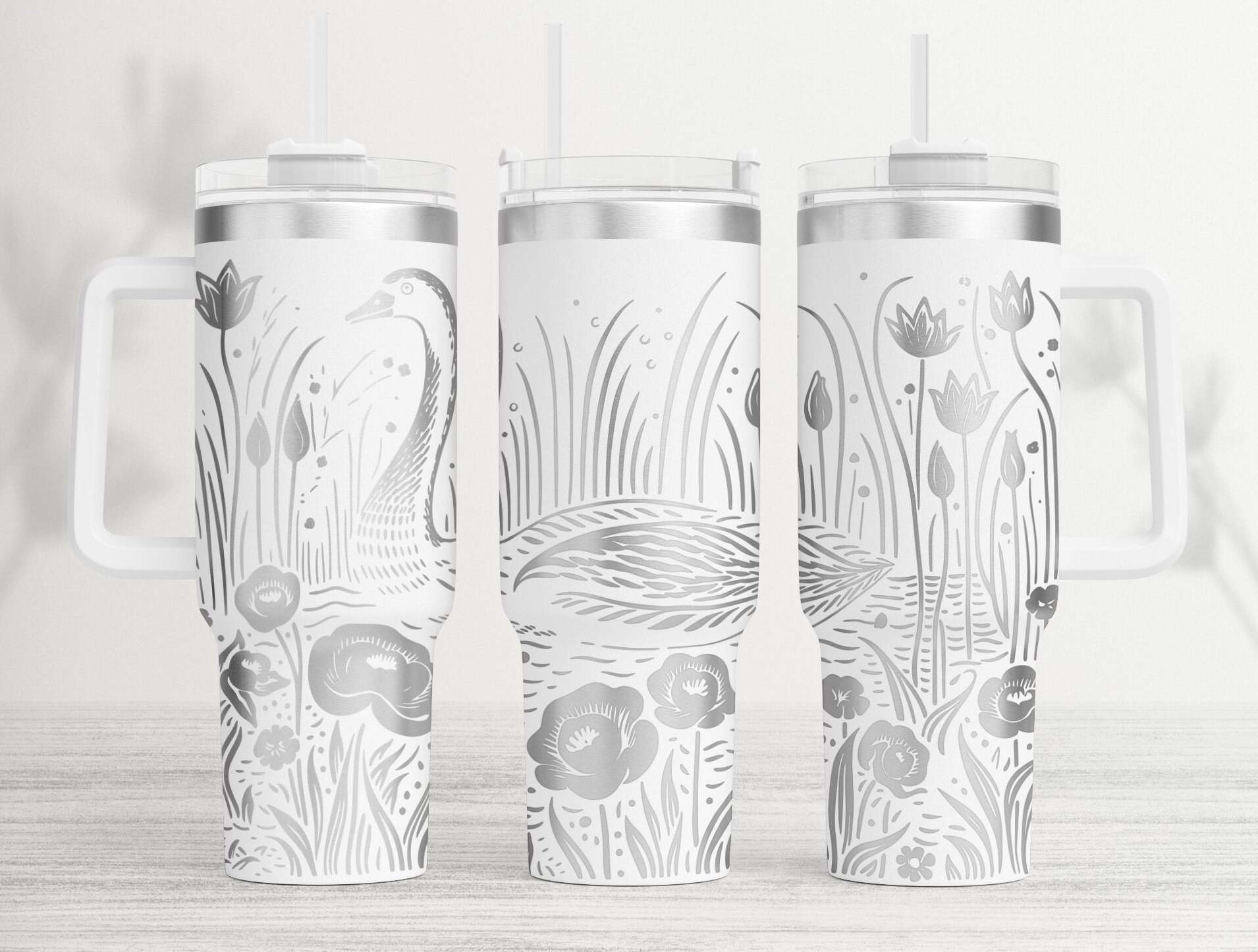 Swan Tumbler Wrap SVG, Full Wrap Svg, 40 Oz Tumbler Wrap Svg, Laser ...