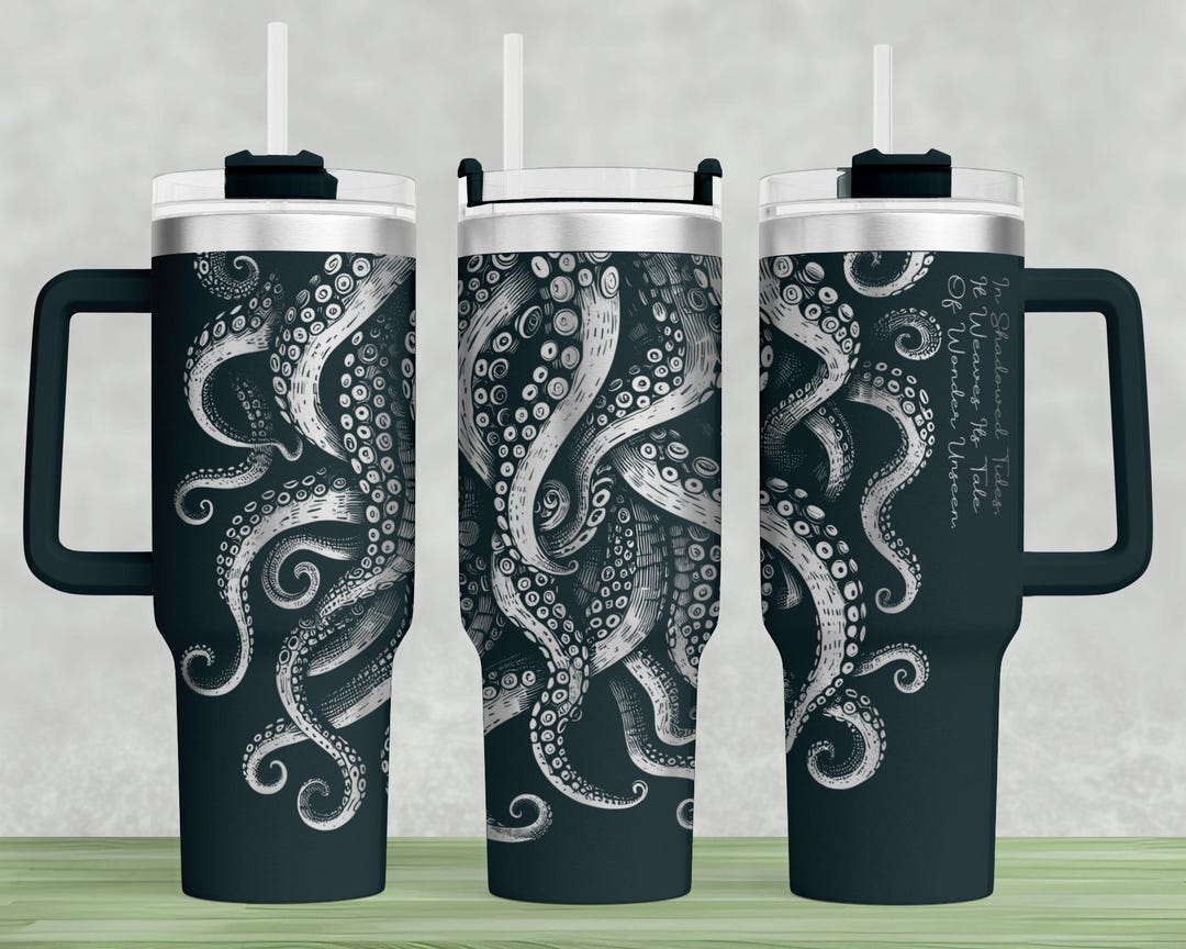 Octopus Tumbler Wrap Laser SVG: Engraved 40oz Tumbler Design (digital ...