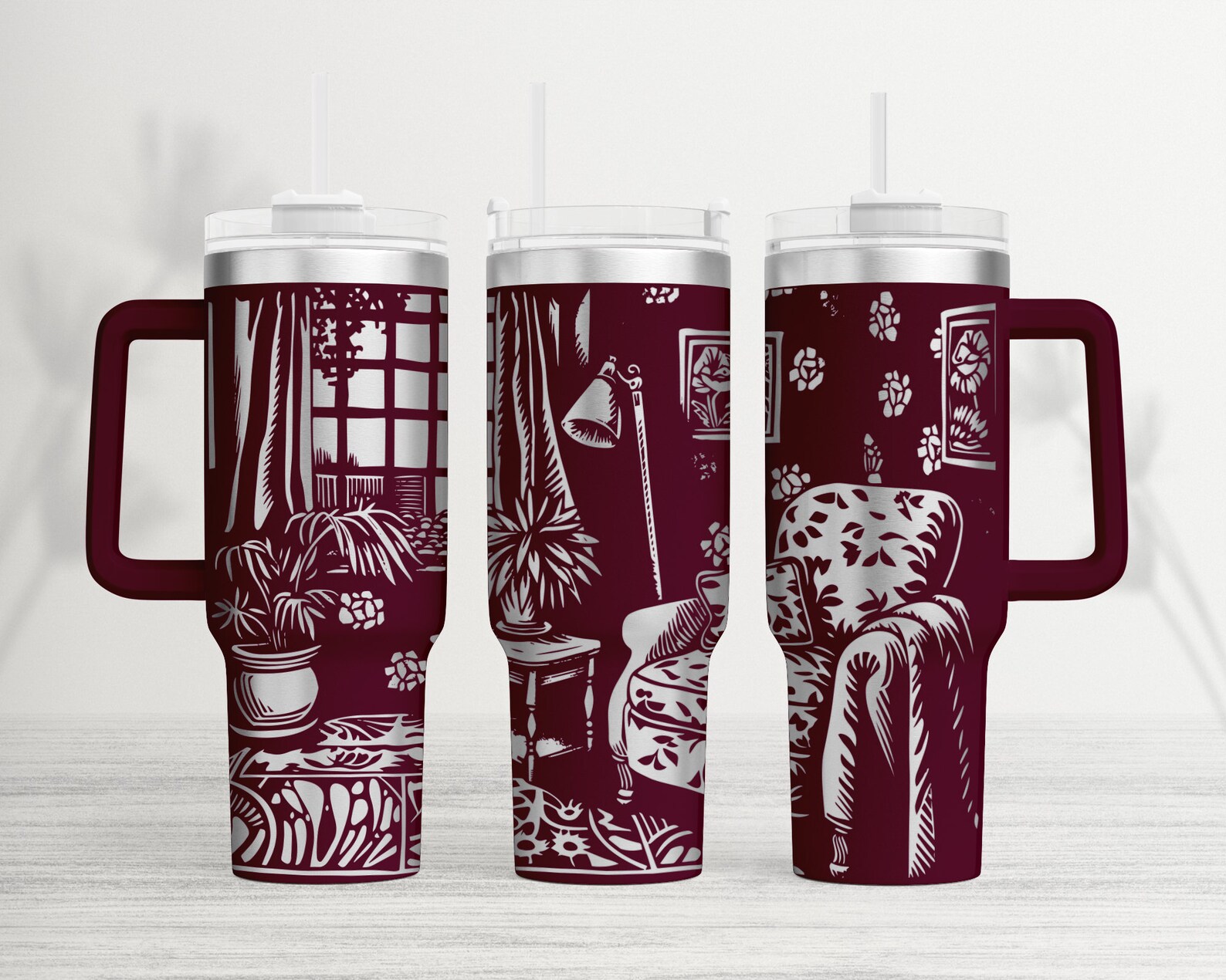 Cozy Decor Art Tumbler Wrap Laser SVG, Engraved Tumbler, 40oz Tumbler ...