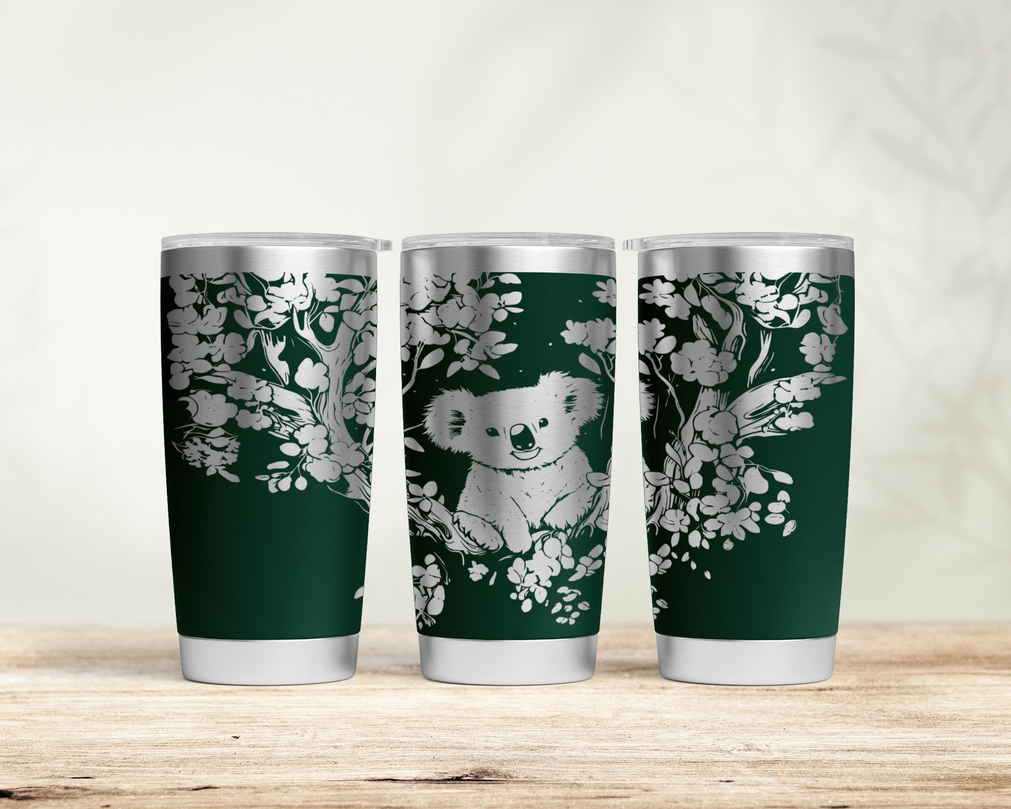 Koala Laser Tumbler Wrap SVG, Full Wrap Svg, 30 20 Oz Tumbler Wrap Svg ...