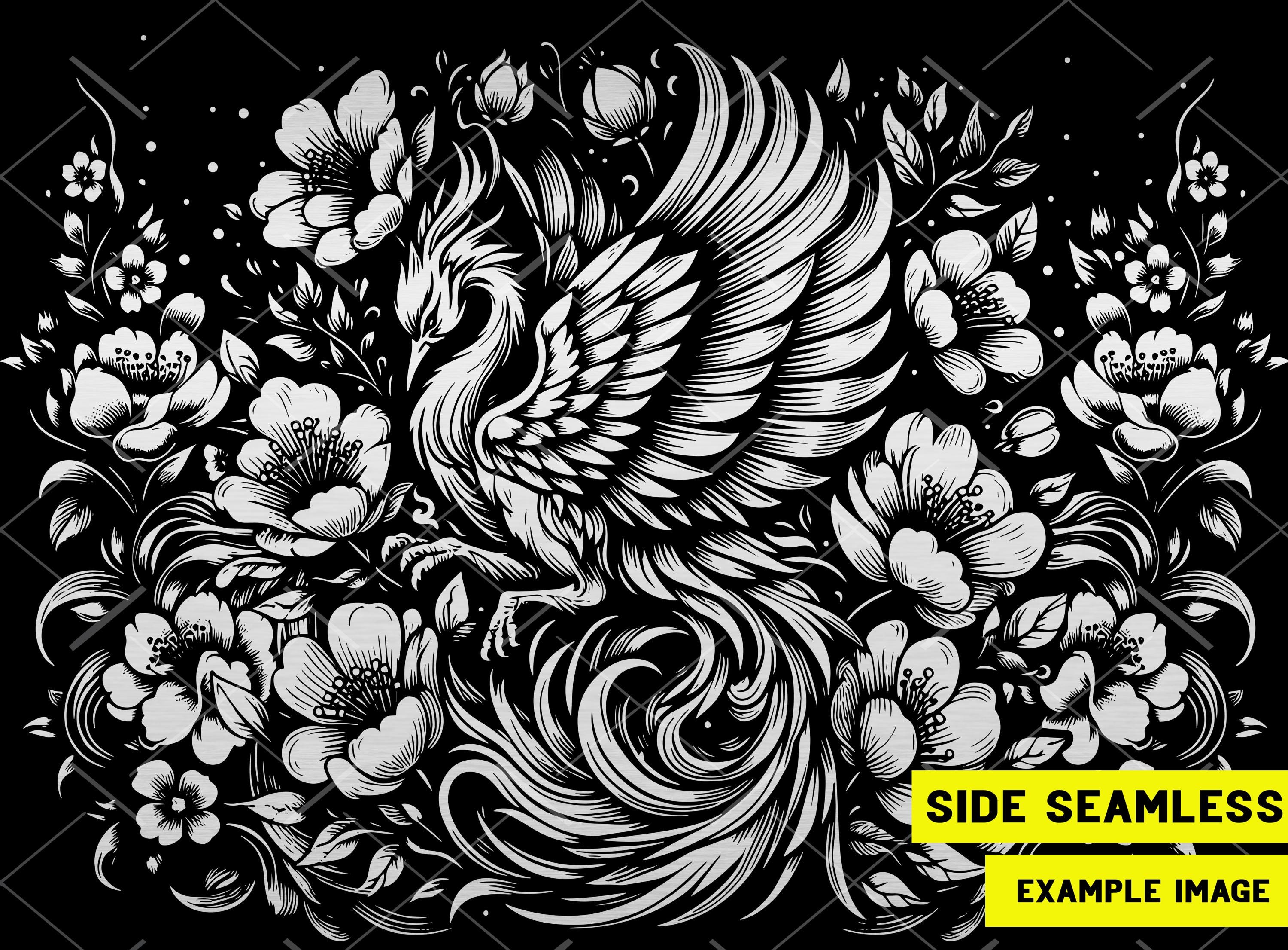 Phoenix Tumbler Wrap Laser SVG: Engraved 40oz Design (instant Download ...