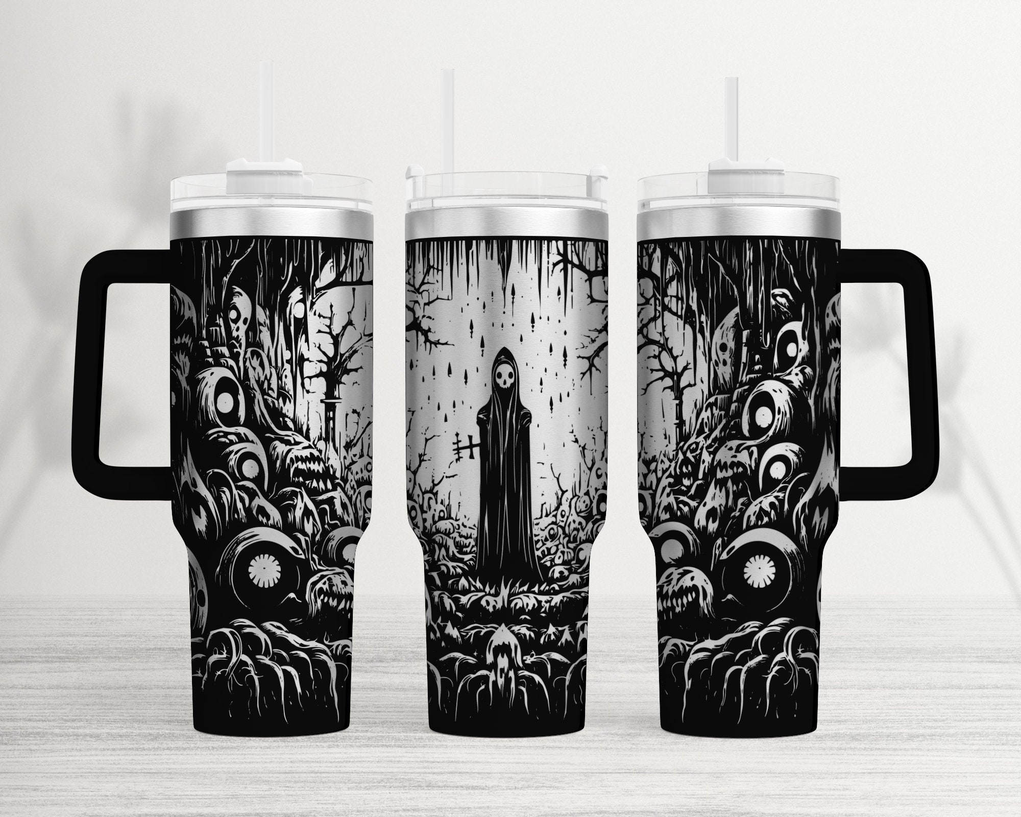 Highly Detailed Horror Svg, Nightmare Haunted Creepy Art, Skull Tumbler ...