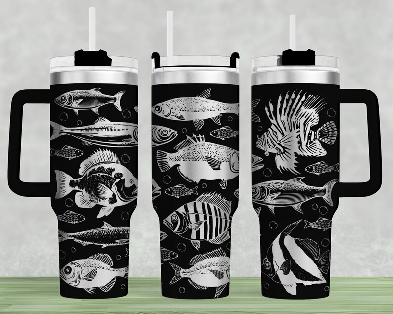 Fish Tumbler Wrap SVG: Laser Engraved 40oz Design (digital File) - Etsy