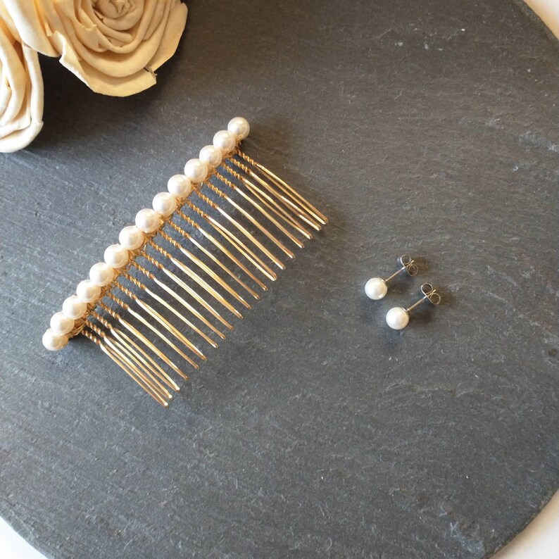 White Pearl Hair Comb Quality Crystal Pearl Comb Pearl Hair Etsy