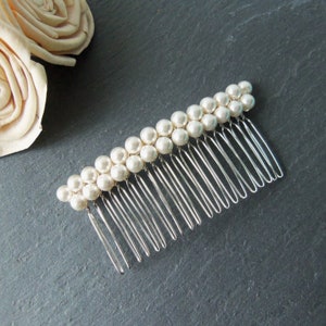 White Pearl Hair Comb, Double Row Pearl Comb, Pearl Hair Piece, Crystal ...