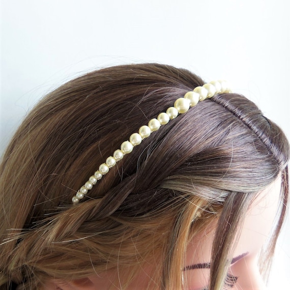 Cream Pearl Hair Band Quality Pearl Hair Pearl Hair - Etsy New Zealand