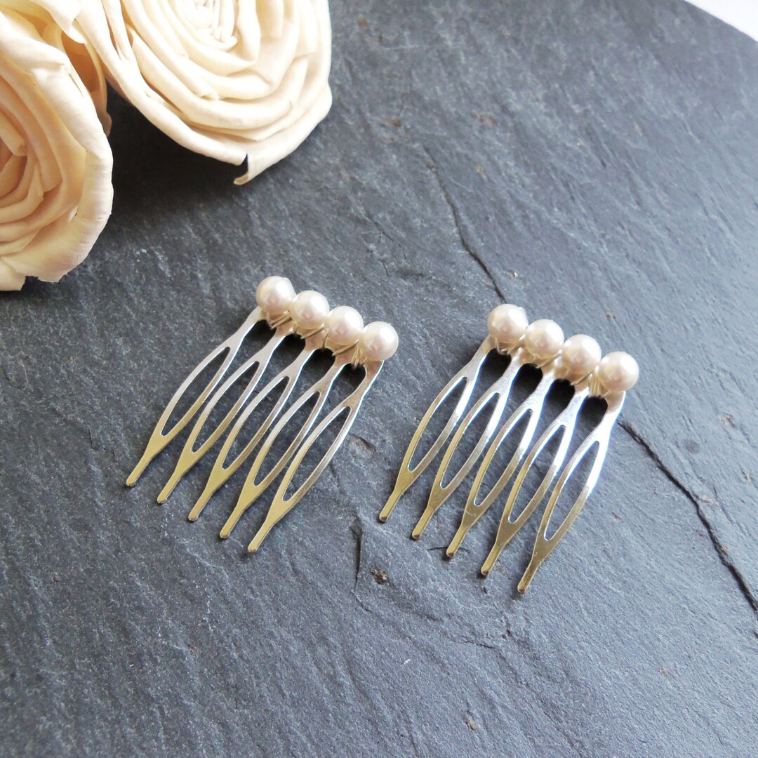 White Pearl Hair Combs, Pair Combs, Quality Pearl Comb, Pearl Hair ...