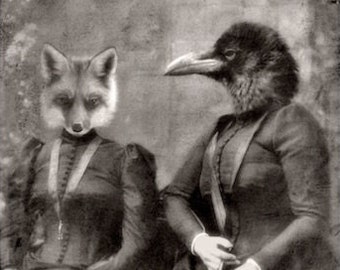 Fox and Crow Art | Etsy