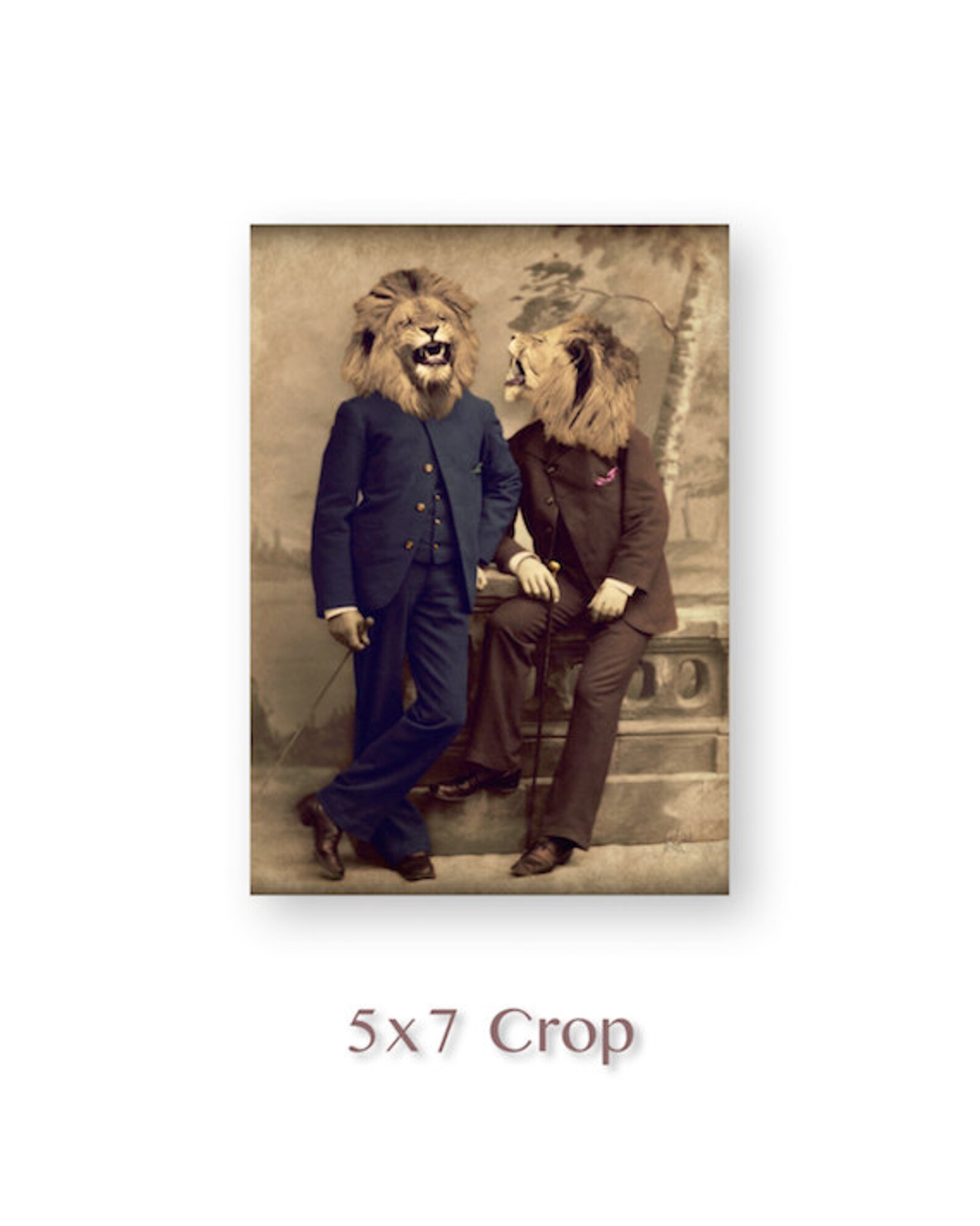 Anthropomorphic Animal Art, Mixed Media Collage Art, Animal Head ...