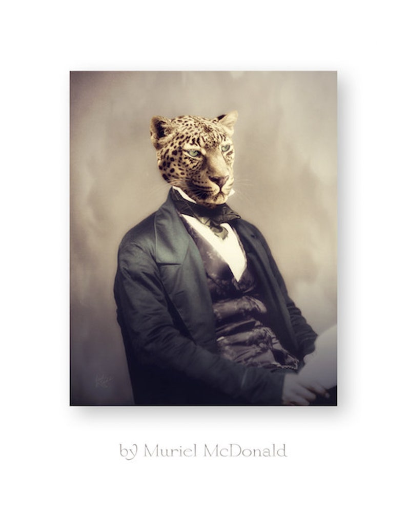 Leopard Art Print Animal Art Anthropomorphic Animals in Suits Unique ...