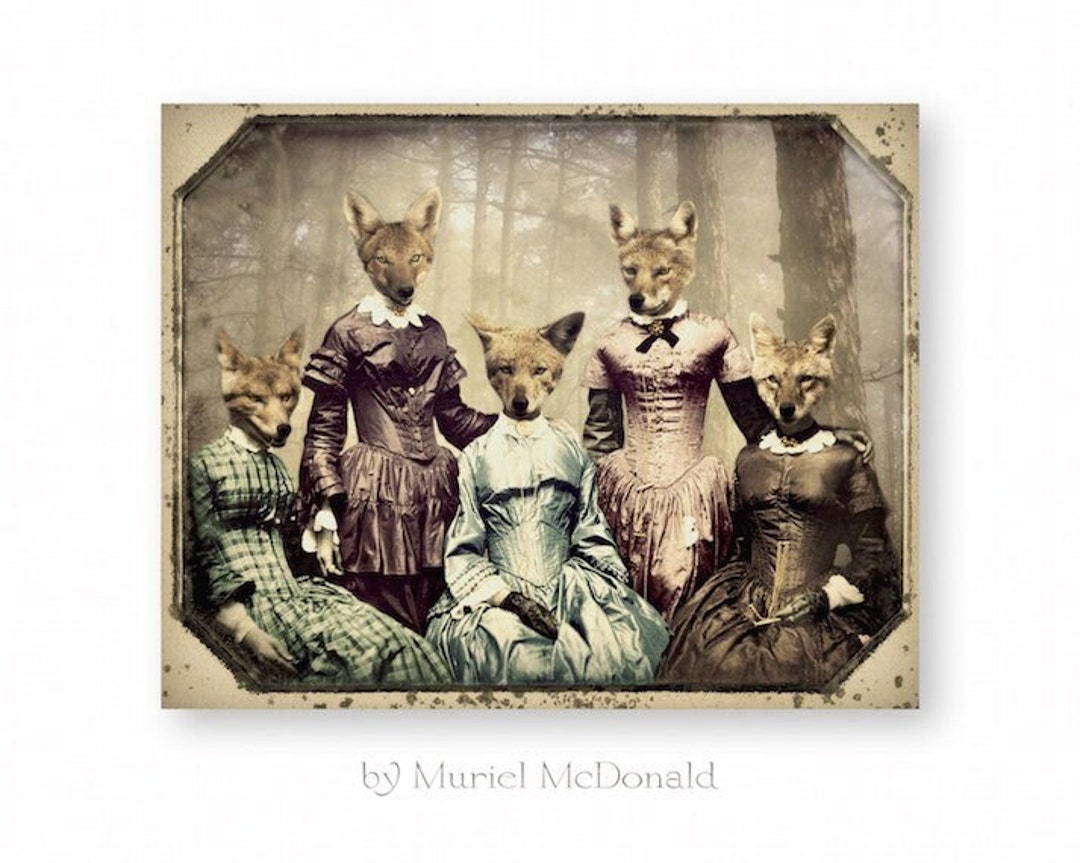 Unique Animal Art Print, Coyote, Vintage Woodland, Digital ...