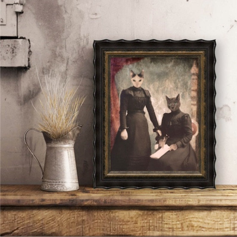 Cat Gothic Home Decor Creepy Cat Wall Art Steampunk Surreal - Etsy