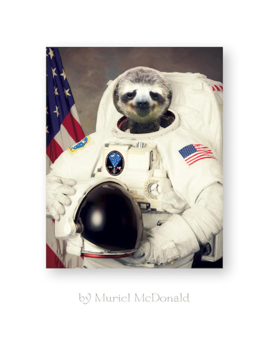 Sloth Astronaut Art Print Nursery Superhero Art Anthropomorphic ...