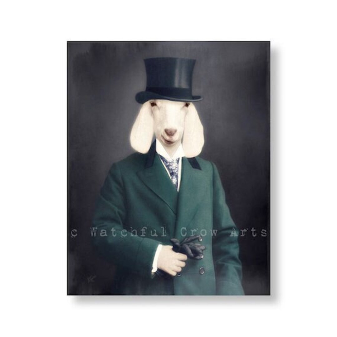 Unique Goat Animal Original Art Print, Animals as People Art, Statement ...