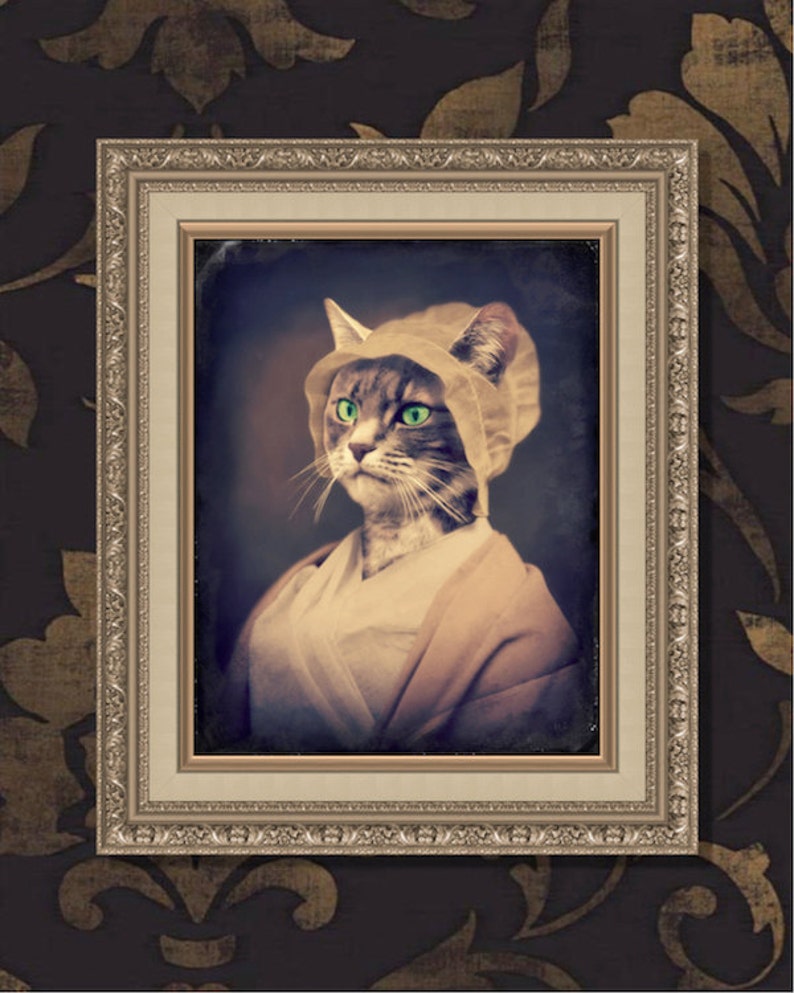 Cat Art Print Anthropomorphic Photography Mixed Media Collage Art Cat ...