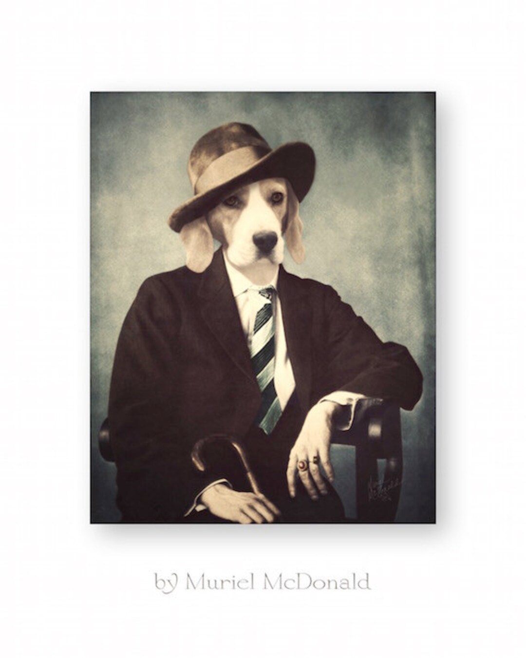 Dog Art Print Beagle Animal Art Anthropomorphic Animals in Clothes ...