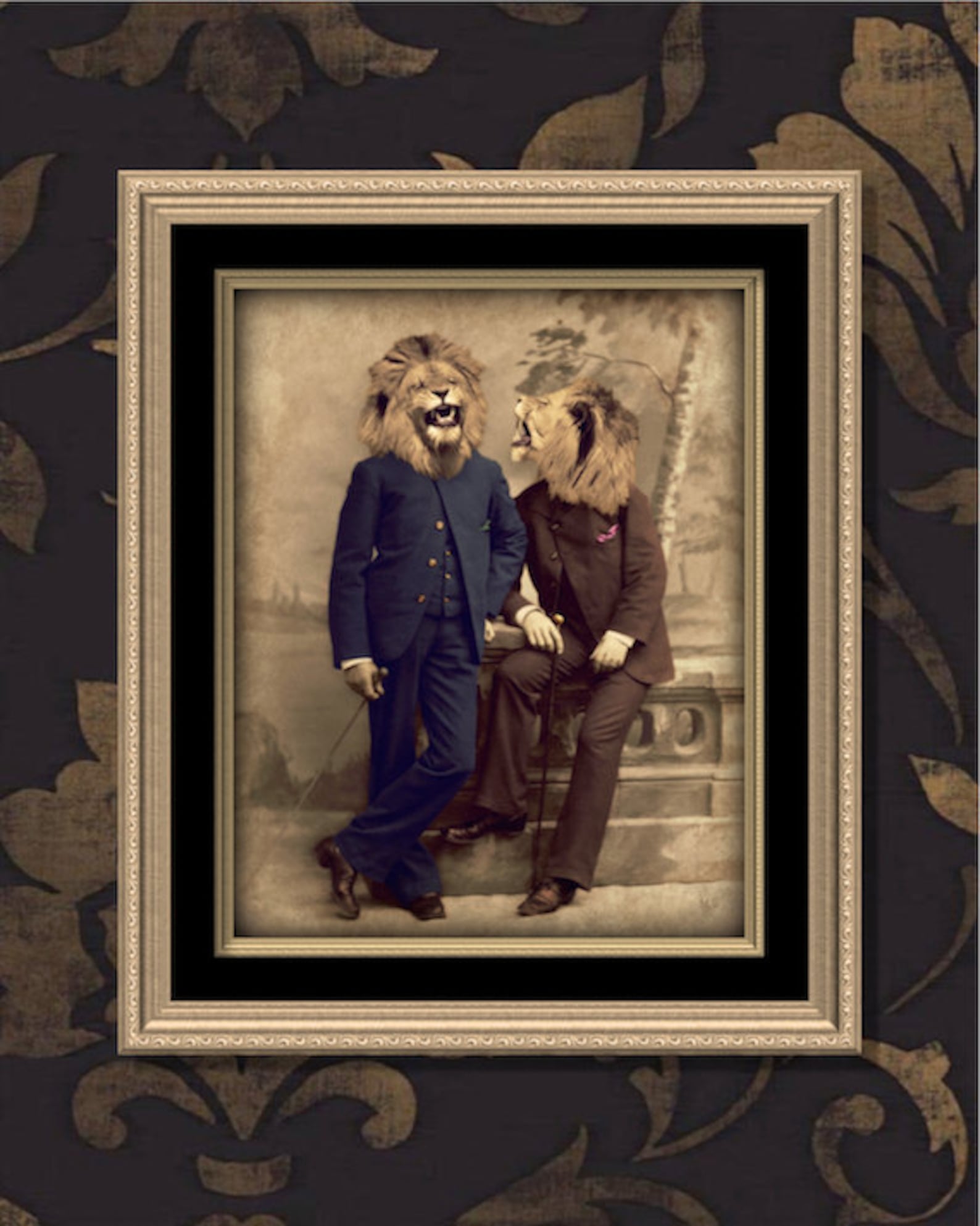 Anthropomorphic Animal Art, Mixed Media Collage Art, Animal Head ...