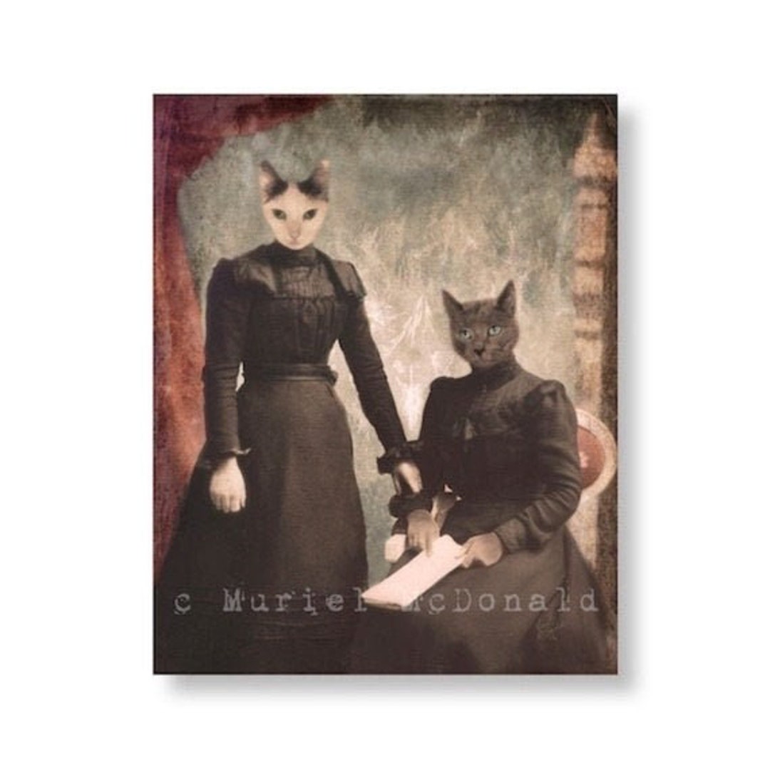 Cat Gothic Home Decor Creepy Cat Wall Art Steampunk Surreal Art ...