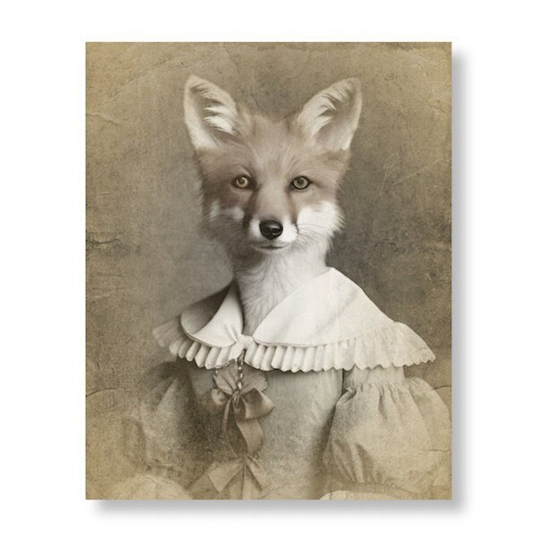 Unique Fox Animal Art Print Farmhouse Wall Decor Rustic Country Animal ...