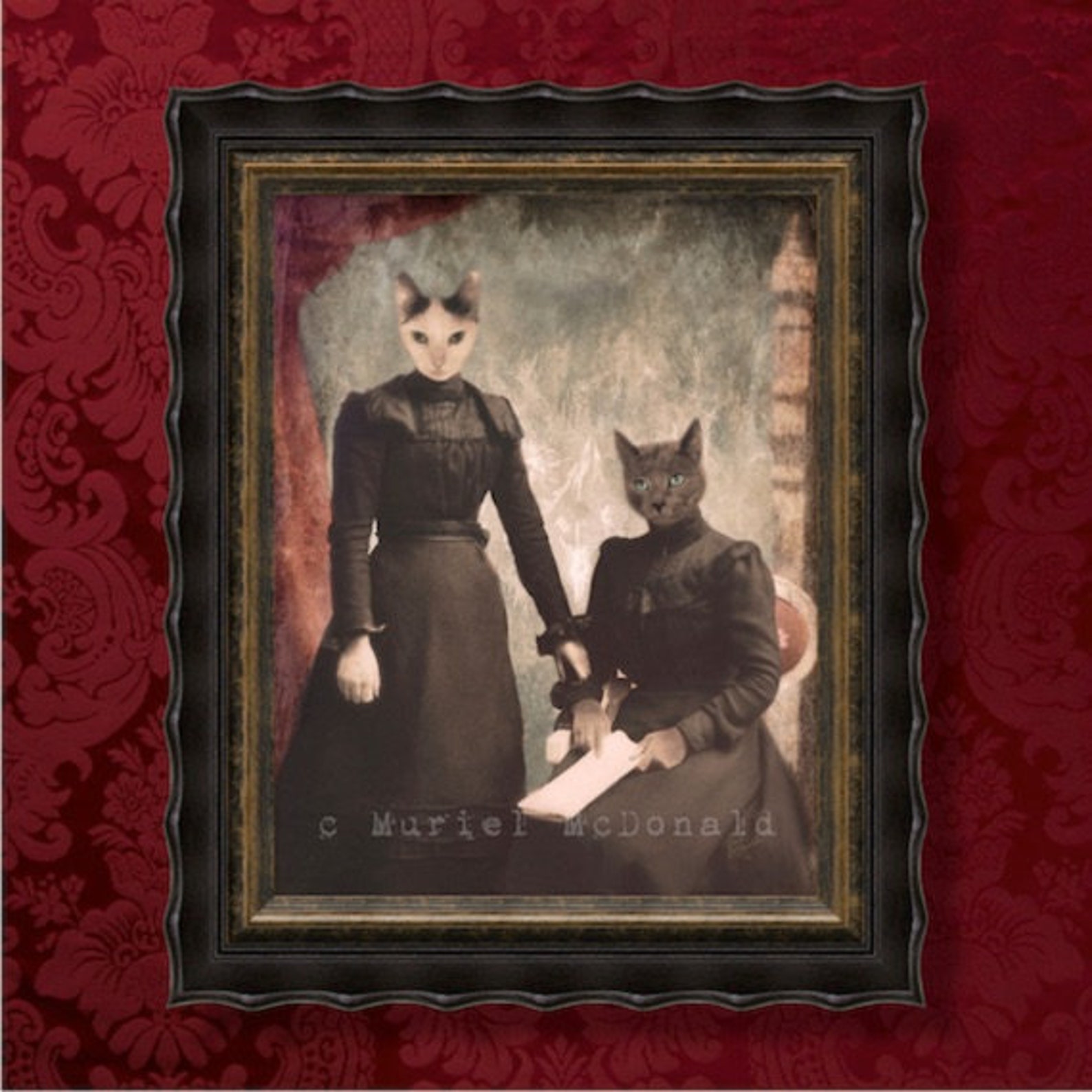 Cat Gothic Home Decor Creepy Cat Wall Art Steampunk Surreal - Etsy