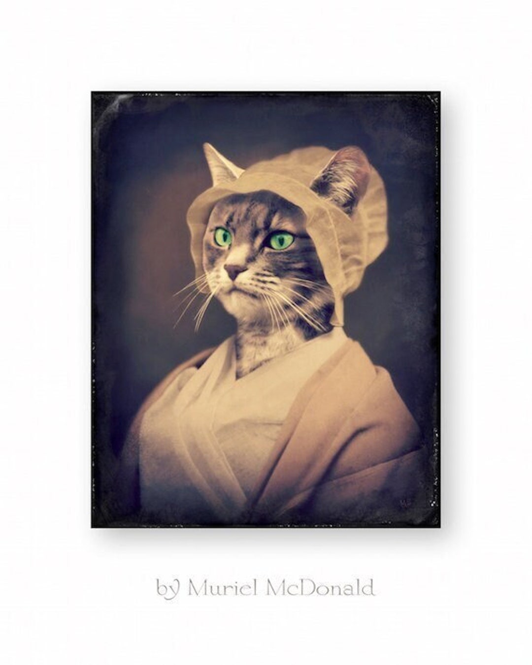 Cat Art Print Anthropomorphic Photography Mixed Media Collage Art Cat ...