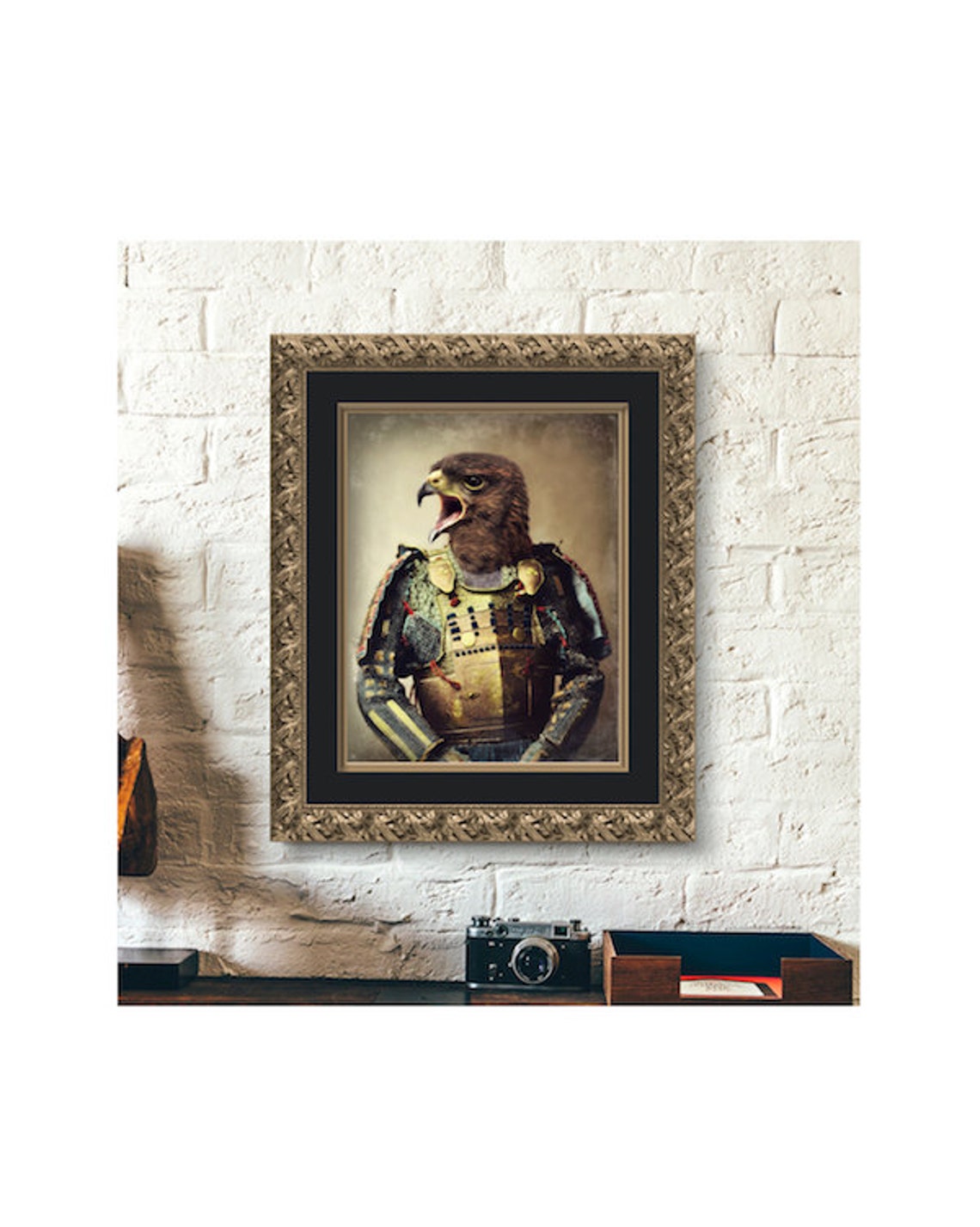 Hawk Art Print Bird Art Animals in Clothes Anthropomorphic Samurai Art ...