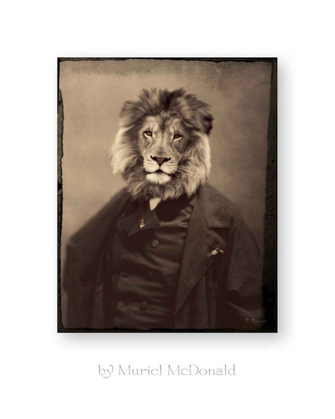 Lion Surreal Art Print Mixed Media Collage Anthropomorphic - Etsy