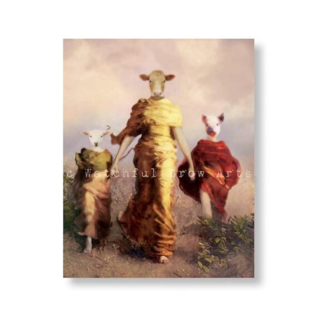 Unique Farm Animal Art Print, Animal Rescue Gift, Altered Art, Animals ...