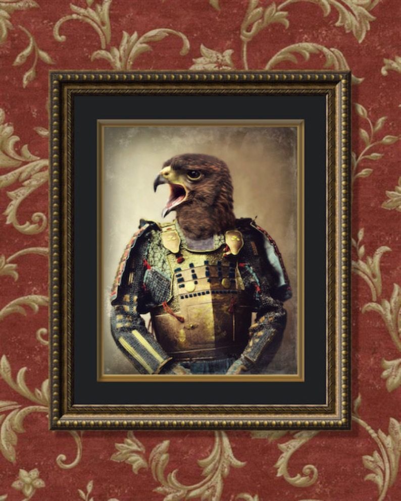 Hawk Art Print Bird Art Animals in Clothes Anthropomorphic - Etsy