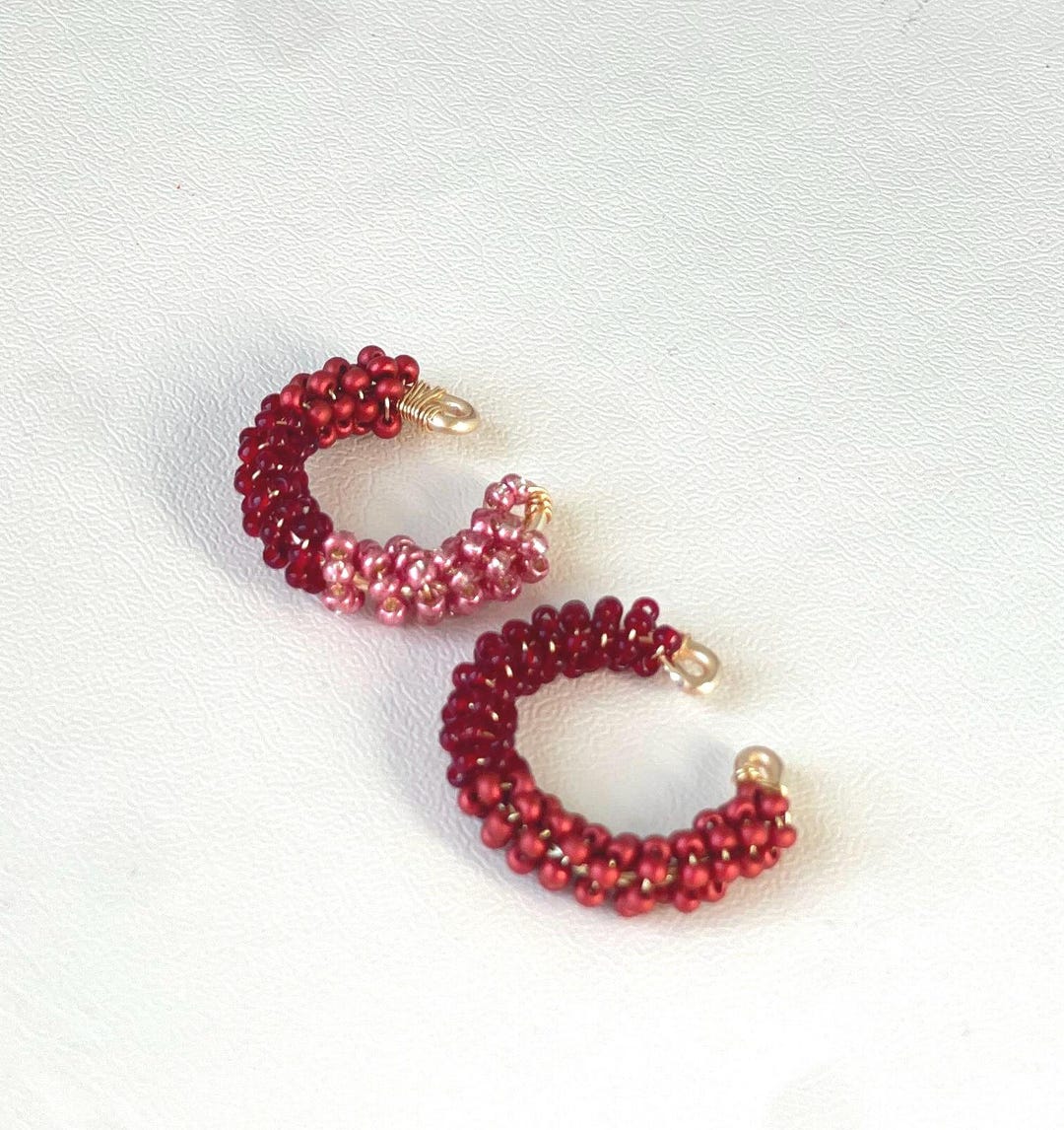 Burgundy Beaded Ear Cuffs, Red Beaded Ear Cuffs - Etsy