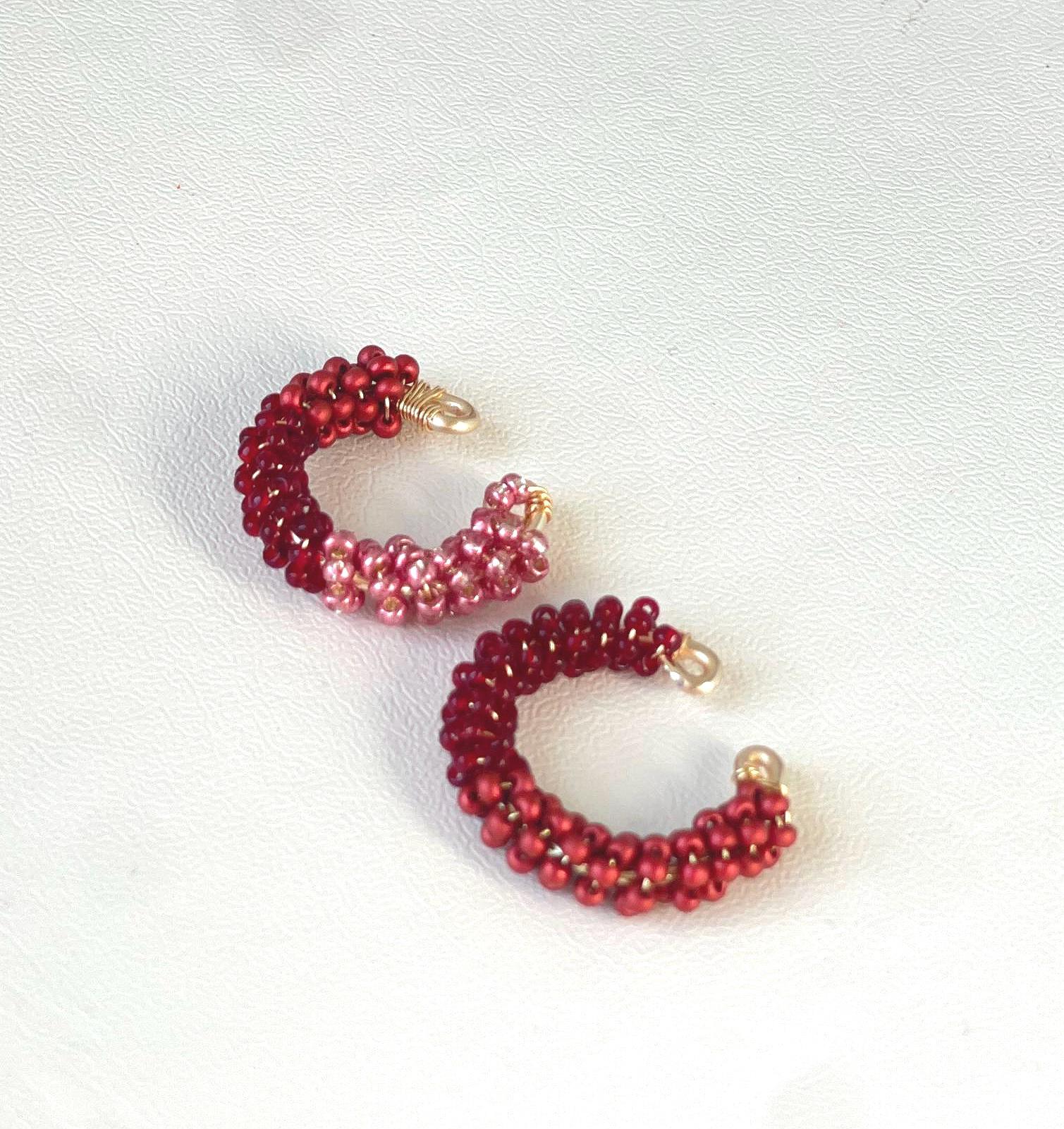 Burgundy Beaded Ear Cuffs, Red Beaded Ear Cuffs - Etsy