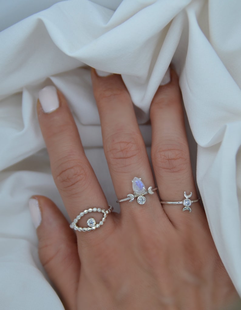 Moonstone Ring Moon Magic Ring Crescent Moon Moonstone - Etsy