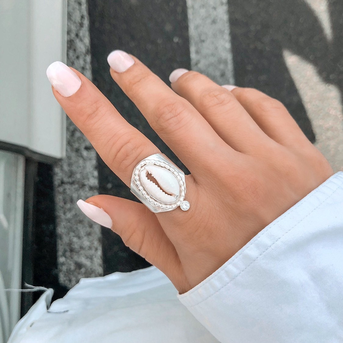 Cowrie Shell Ring, Silver Cowrieshell Ring, Cowrie Shell Jewelry, Sea ...