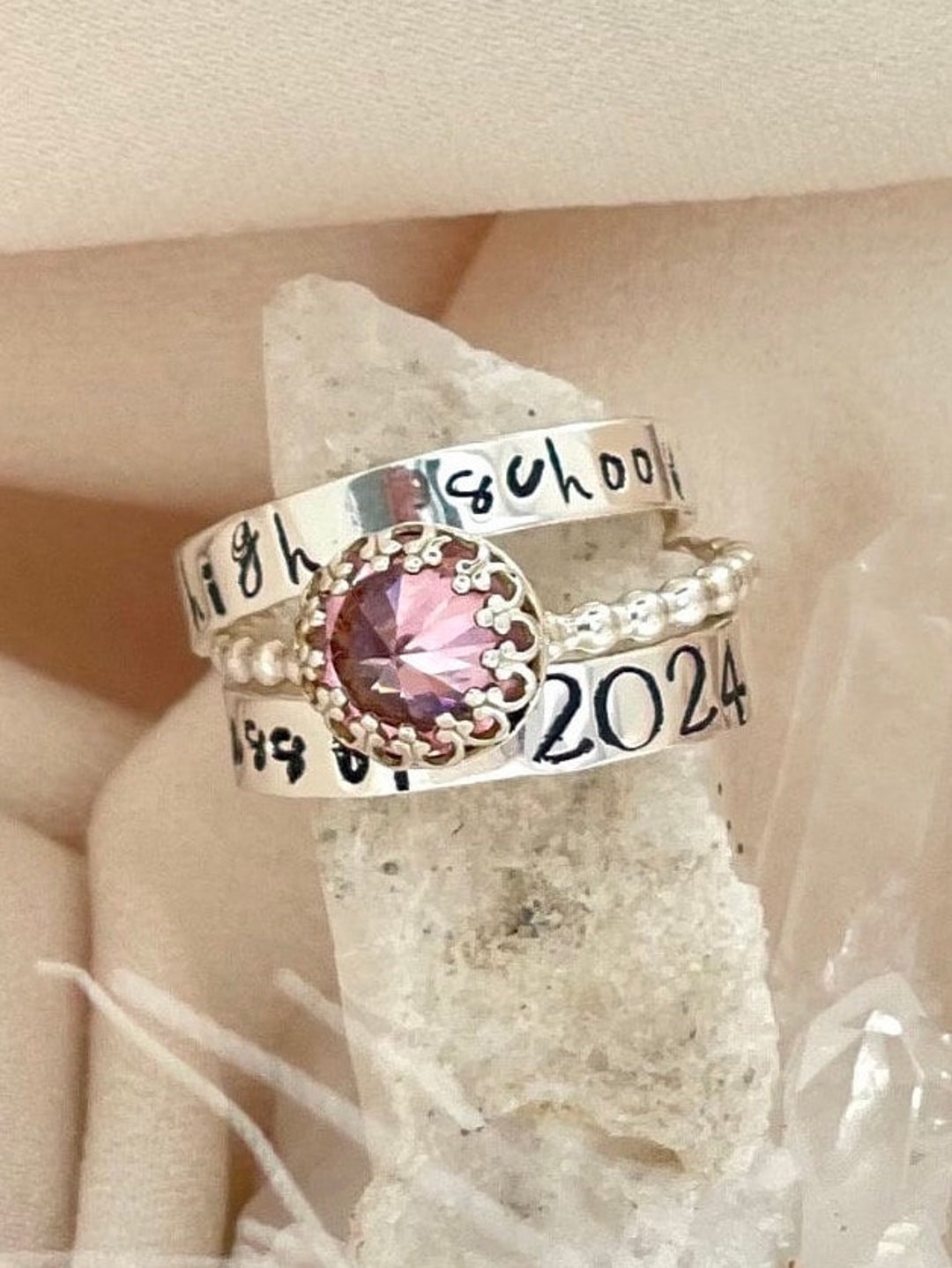 Elegant Graduation Silver Ring Set, Graduation Jewelry, Graduation Ring ...