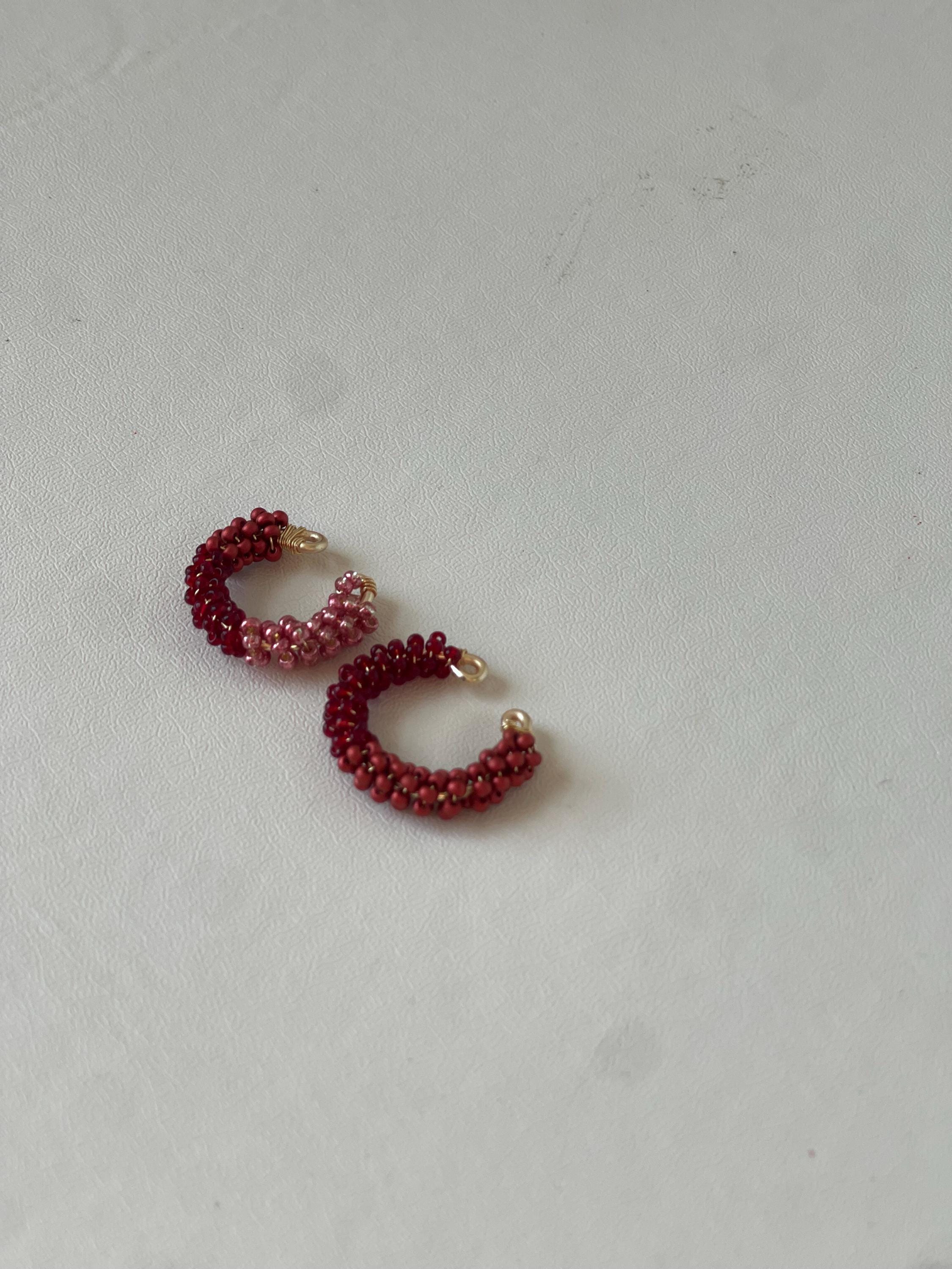 Burgundy Beaded Ear Cuffs, Red Beaded Ear Cuffs - Etsy