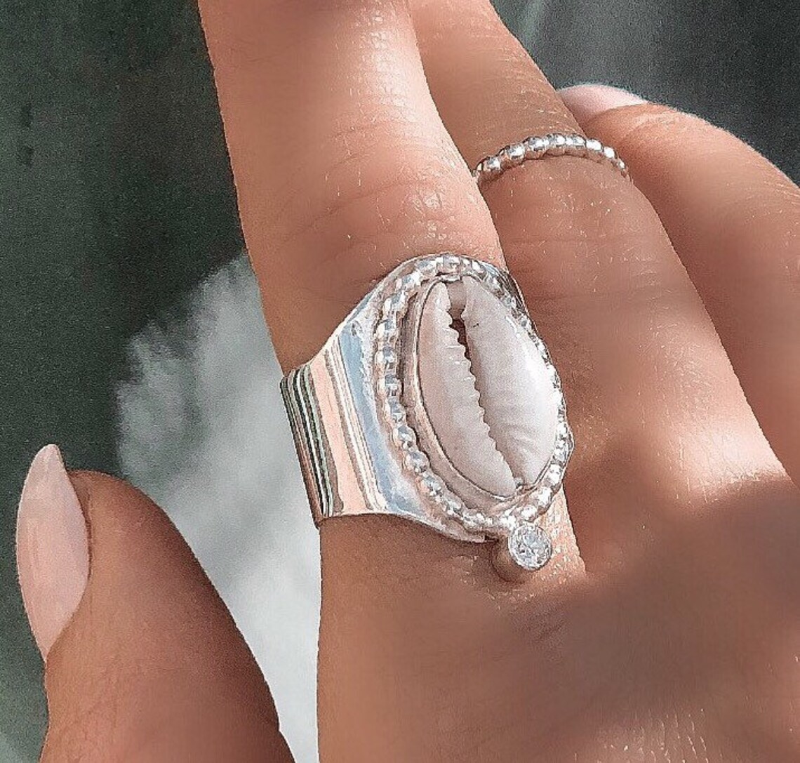 Cowrie Shell Ring, Silver Cowrieshell Ring, Cowrie Shell Jewelry, Sea ...