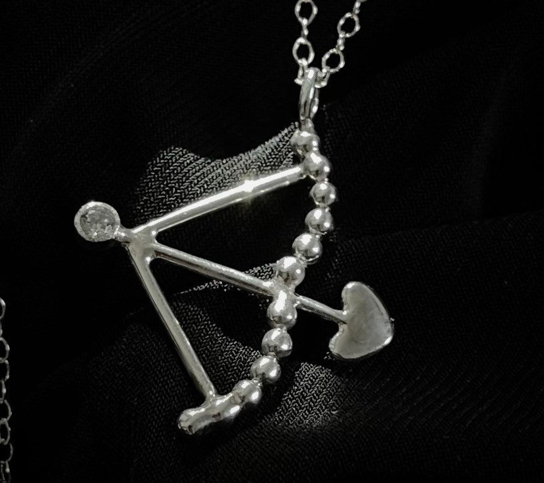 Cupid’s Arrow Necklace, Sterling Silver, Solid Gold, Valentine’s ...