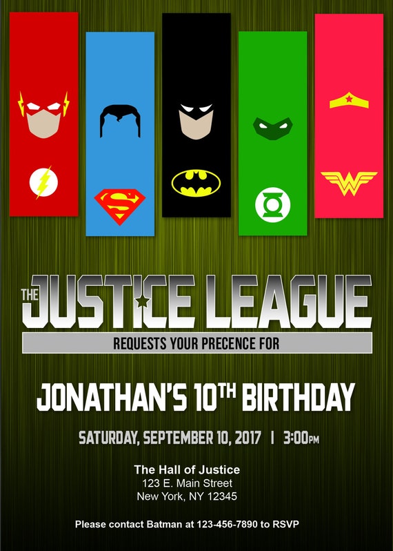 Justice League Birthday Invitation