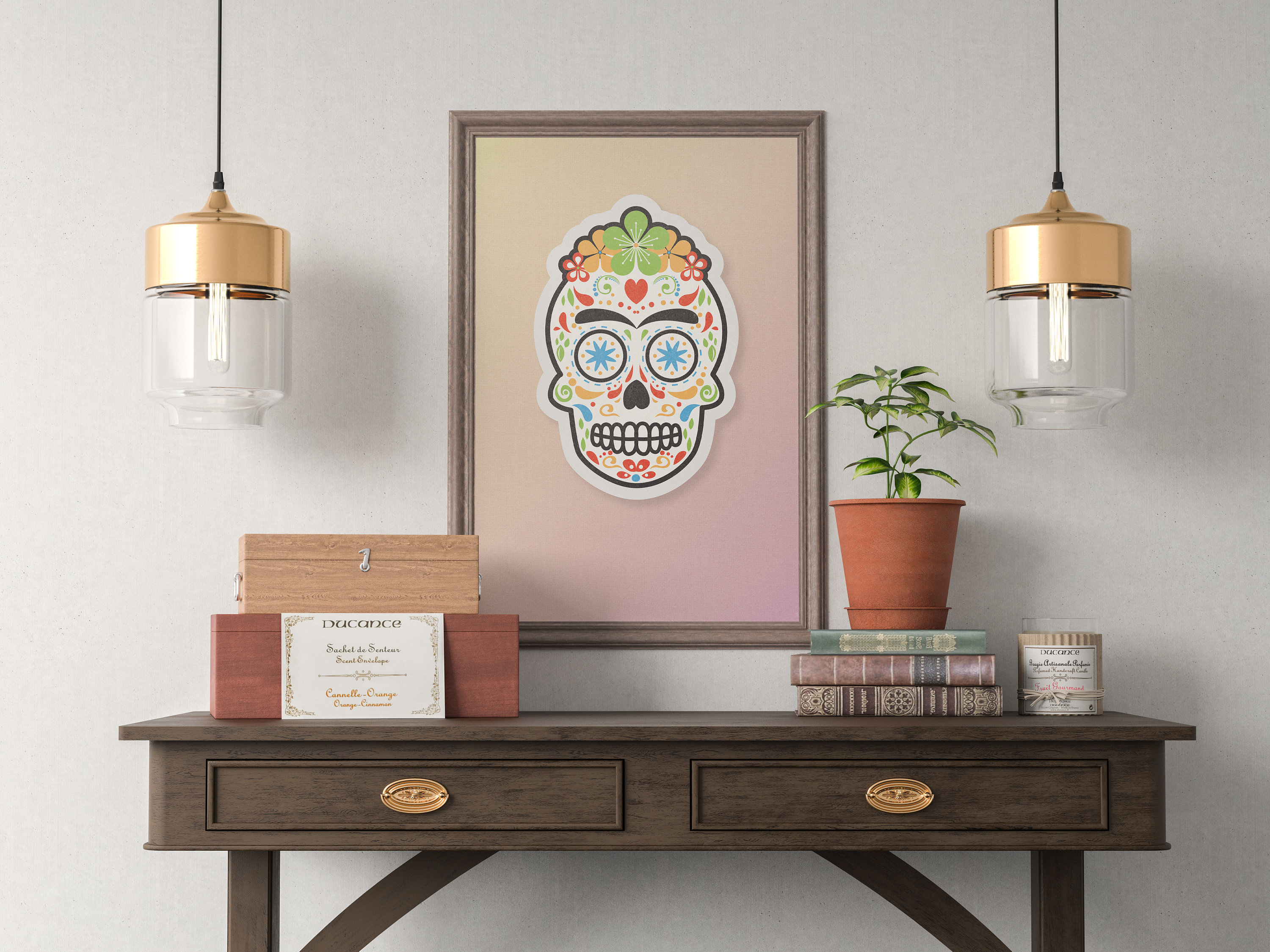 Frida Kahlo Sugar Skull Poster Printable Wall Art Instant Digital ...