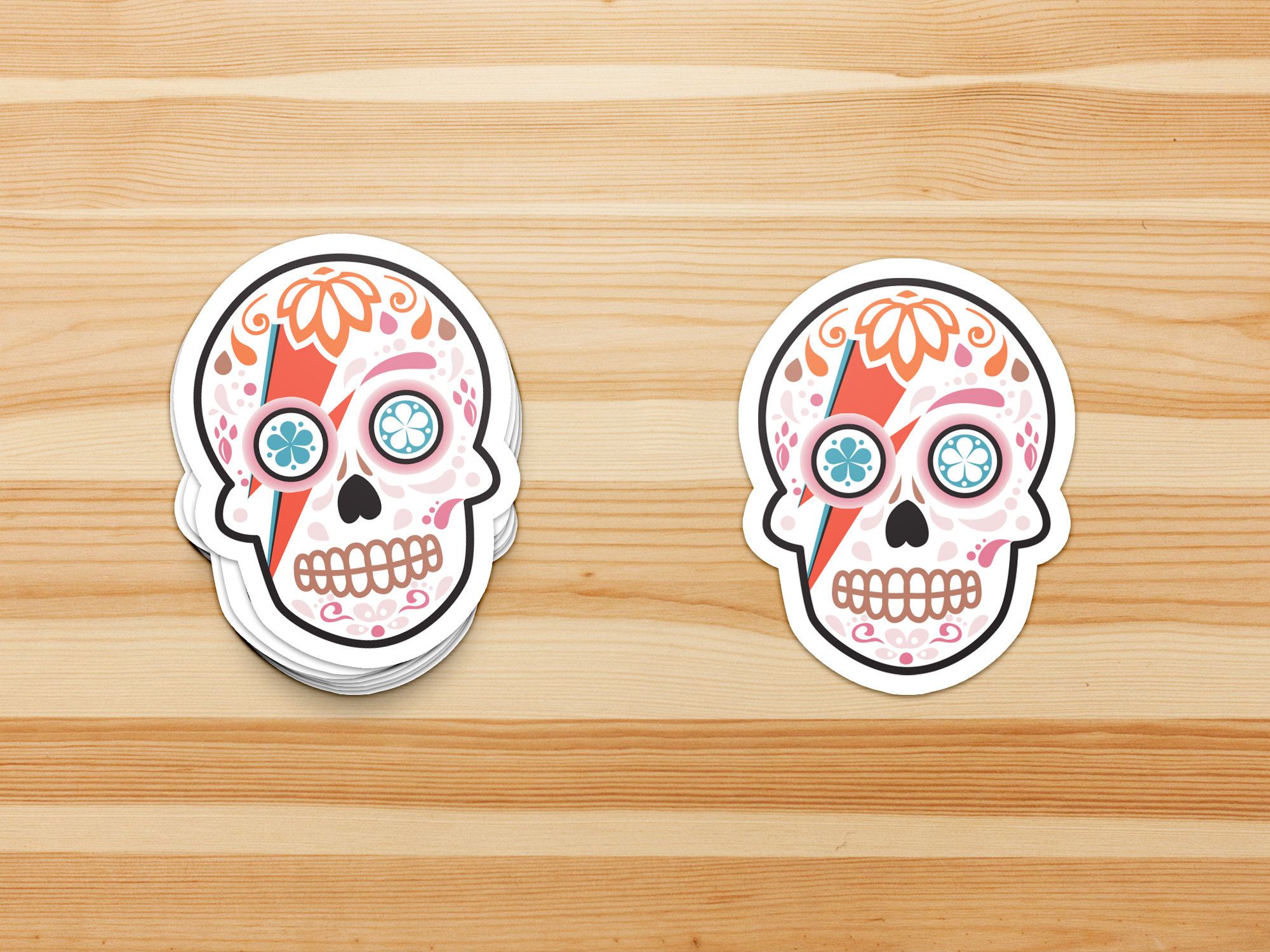 Sugar Skull Vinyl Stickers - Pack of 8 (full Set) - Etsy