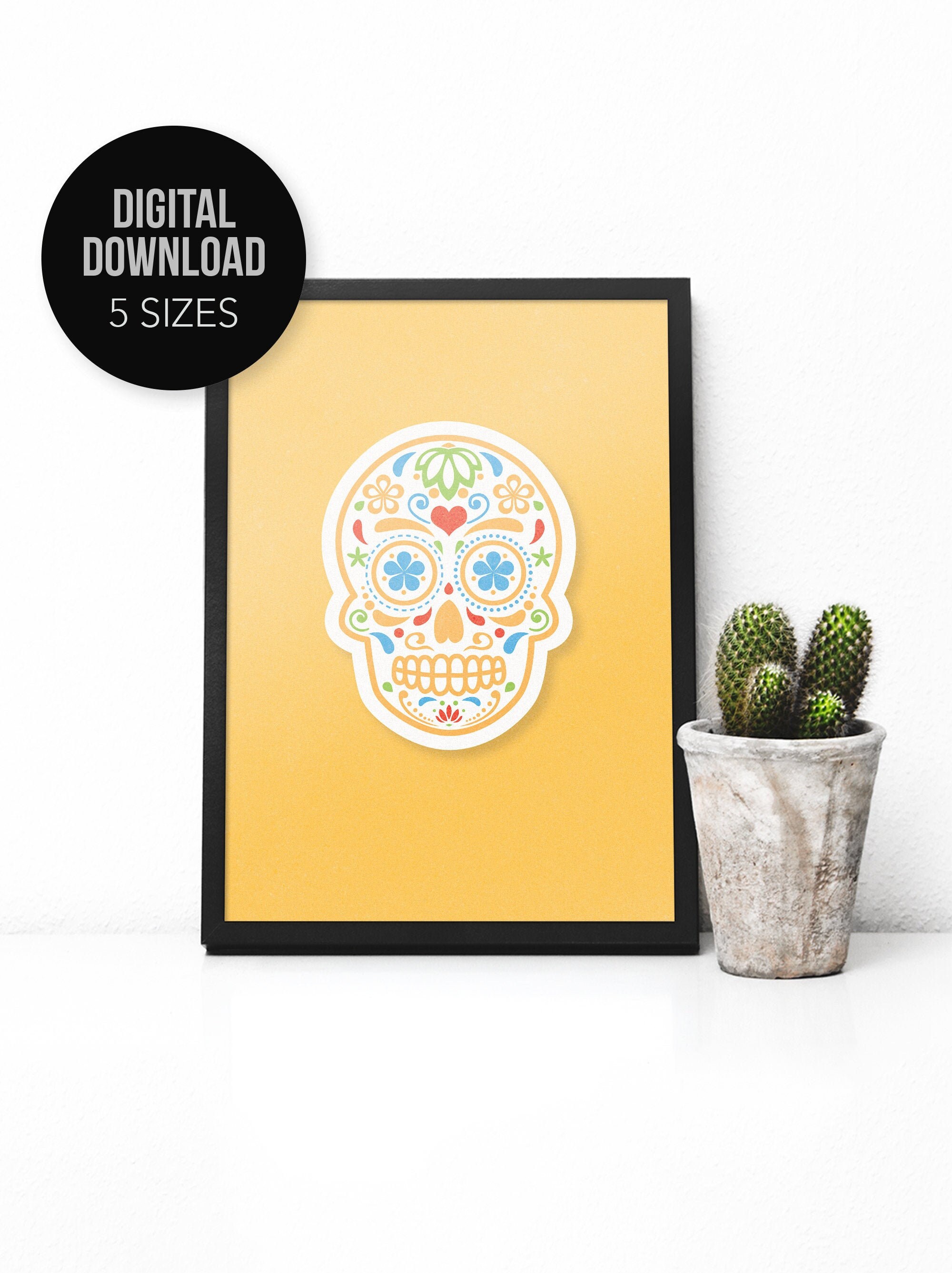 Sugar Skull Poster Printable Wall Art Instant Digital Download - Etsy
