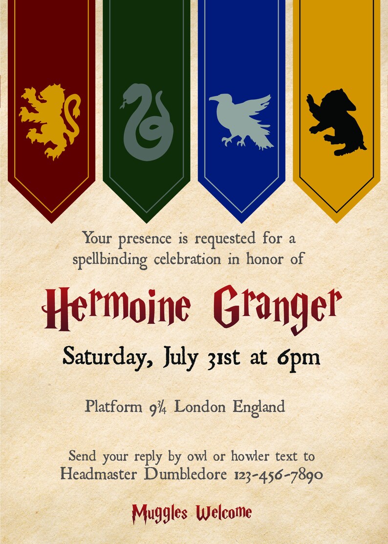 Hogwarts Minimalist Party Invitation - Digital File - NOT EDITABLE - Etsy