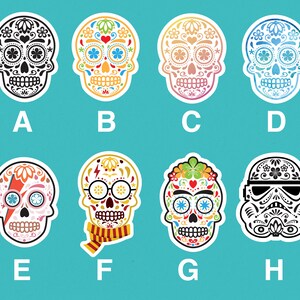 Sugar Skull Vinyl Stickers - Pack of 8 (full Set) - Etsy