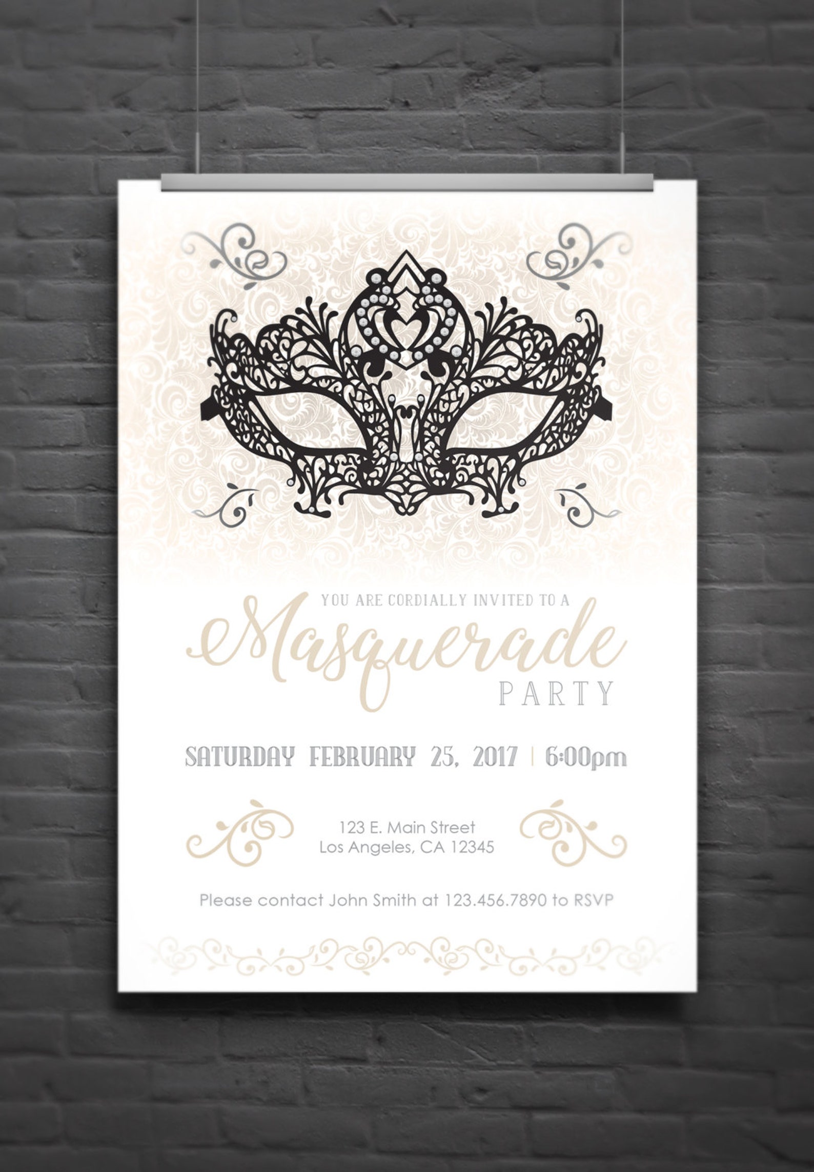 Masquerade Party Invitation (light Version) - Digital File - NOT ...
