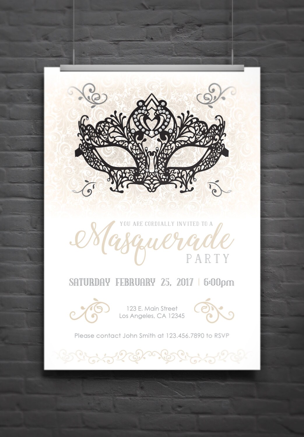 Masquerade Party Invitation (light Version) - Digital File - NOT ...