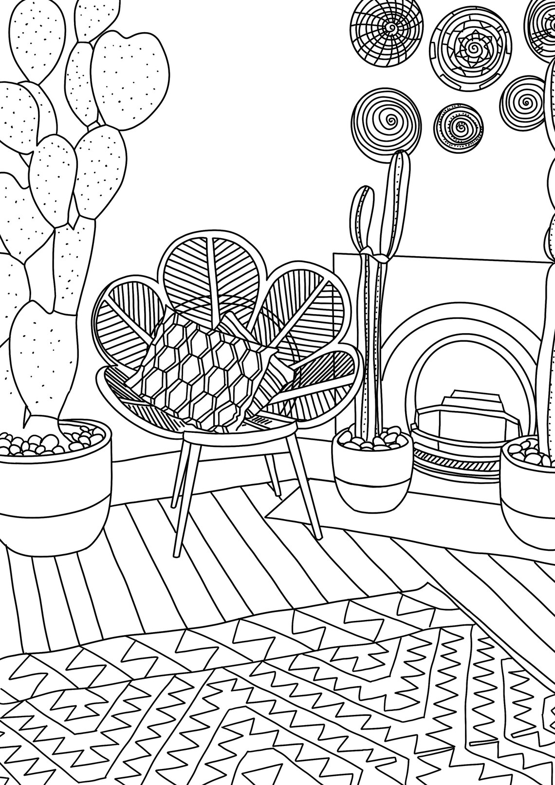 5 Printable Adult Colouring Pages, Boho, Nordic Interior, Coloring Page ...