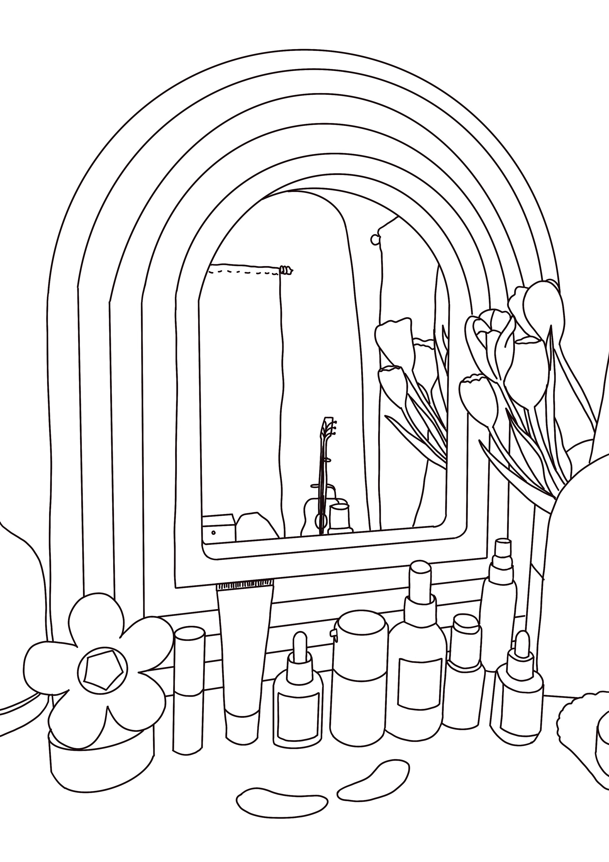 Bathroom Mirror Coloring Page