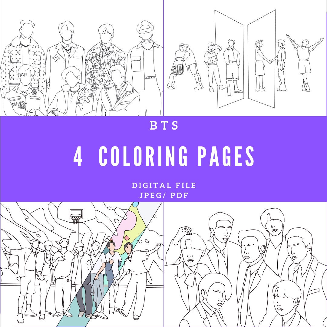 5 Printable Adult Colouring Pages, BTS, Army, Easy Coloring Page ...