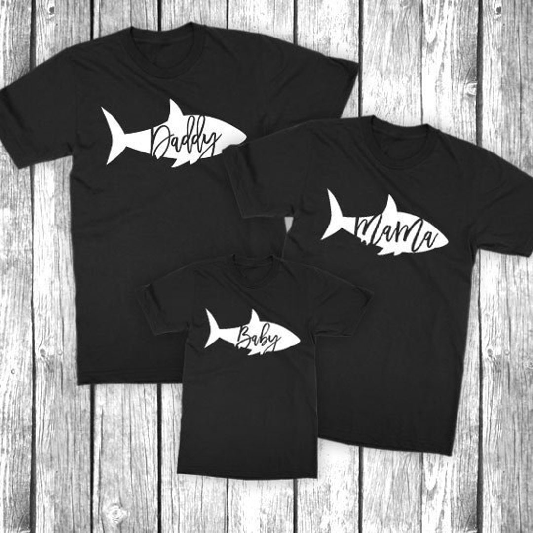 Papa Shark Mama Shark Baby Shark - Matching Family Shirts - Father Son ...